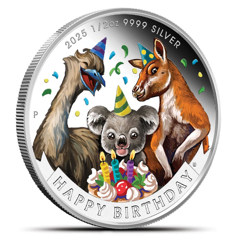 BullionMax - 2025 1/2 oz Proof Colorized Australian Happy Birthday Silver Coin (Box + CoA)
